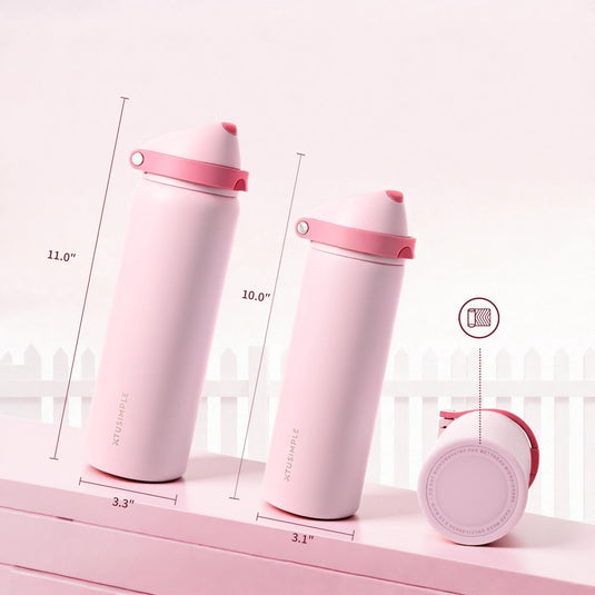 2-in-1 Pink Hydration Water Bottle – Xtusimple